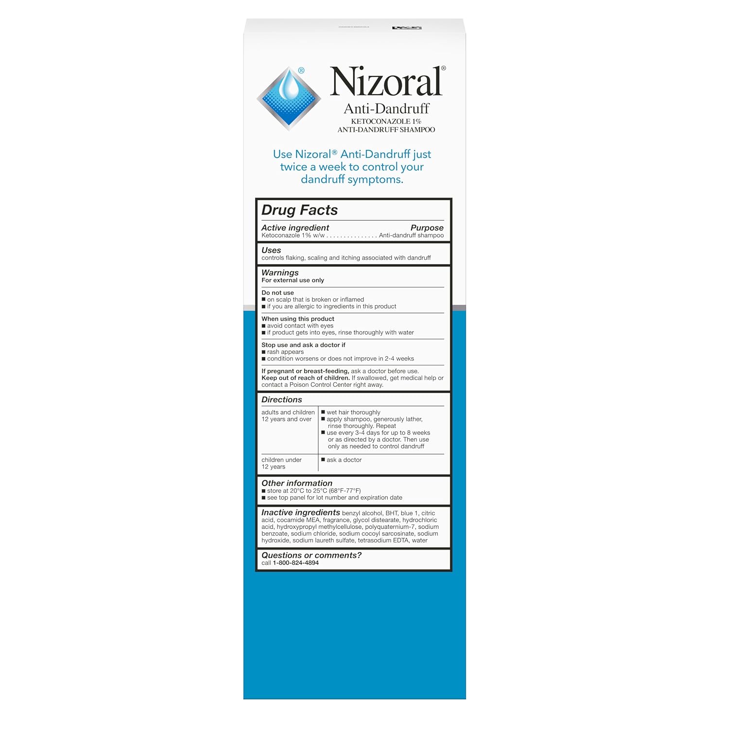 Nizoral Anti-Dandruff Shampoo with 1% Ketoconazole, Fresh Scent, 14 Fl ...